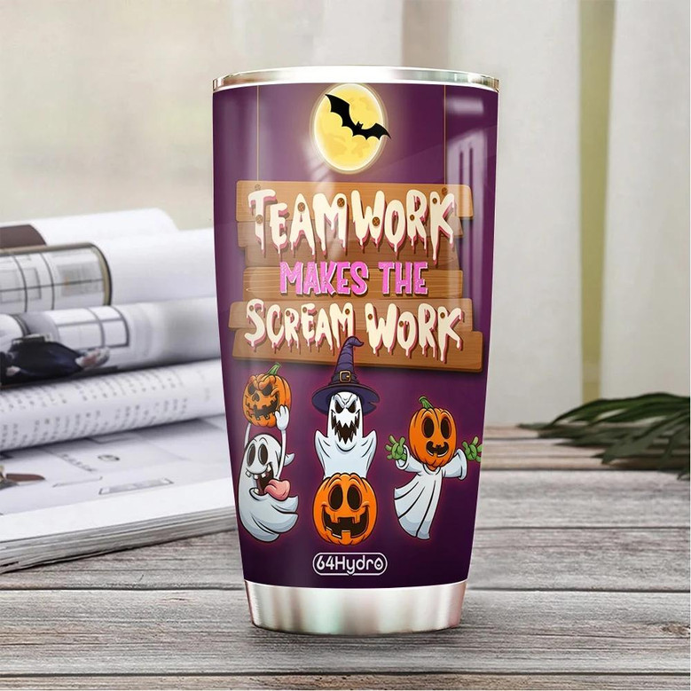 Teamwork Makes The Scream Work Boo Ghost Scary Pumpkin Trick Or Treat ...