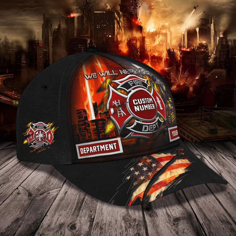 Custom Personalized Firefighter Cap - Never Forget - Classic Name Cap ...