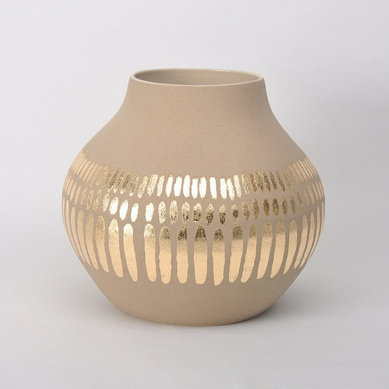 Gold Ceramic Bud Vases round ball shape spot pattern Mid-Century ...
