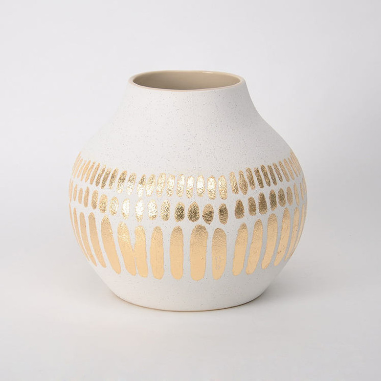Gold Ceramic Bud Vases round ball shape spot pattern Mid-Century ...