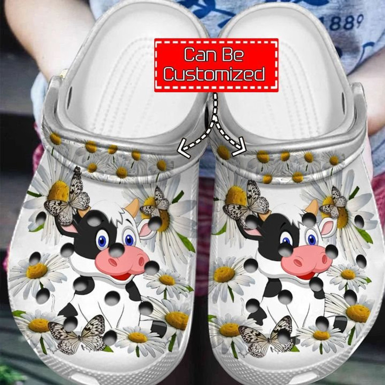 Cow Flower Clog Shoes Cow - Monsterry