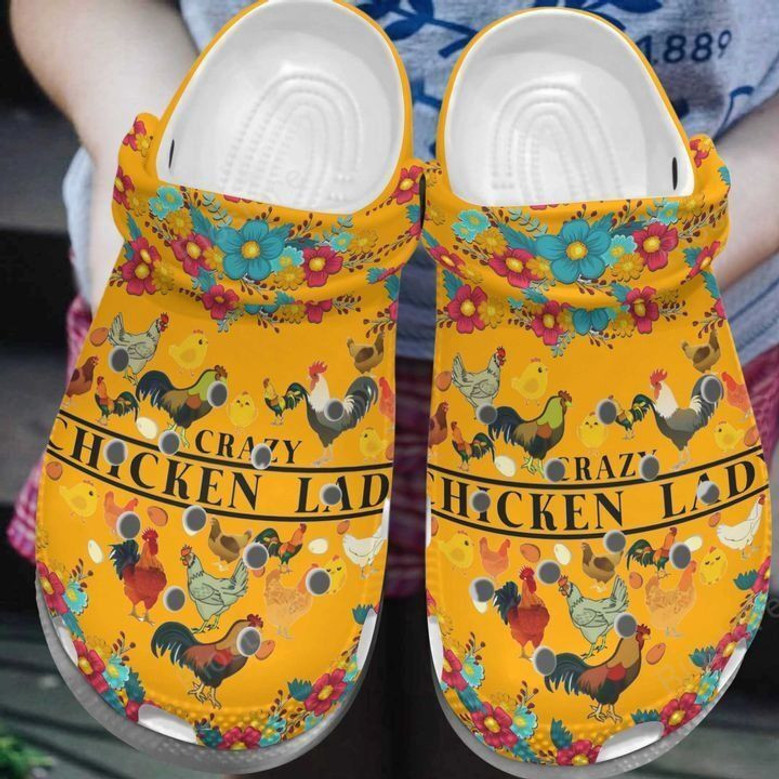 Crazy Chicken Lady Croc Shoes For Mother Day - Chicken Flower Shoes ...