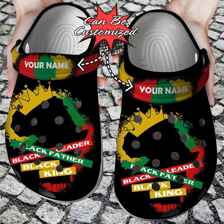 Personalized Black Father Black Leader Black King Clog Shoes Fathers ...