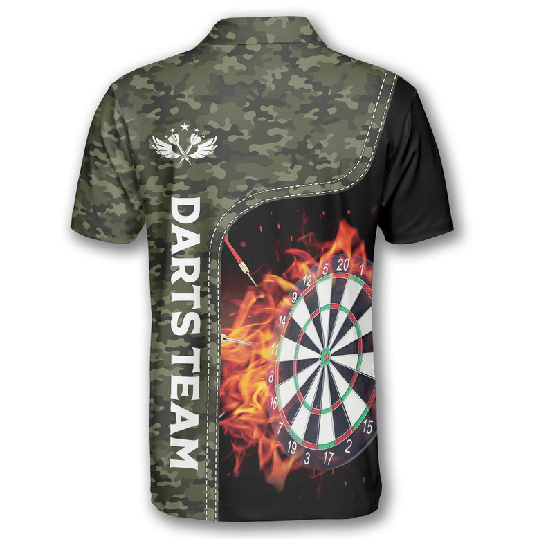 Camouflage Dart Board Fire Flame Custom Darts Shirts For Men, Dart ...