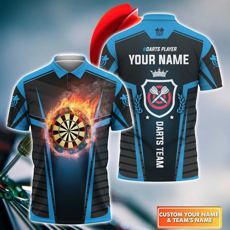 Custom Dart Name And Dart Team Polo Shirt, Dart Fire Perfect Shirt For ...