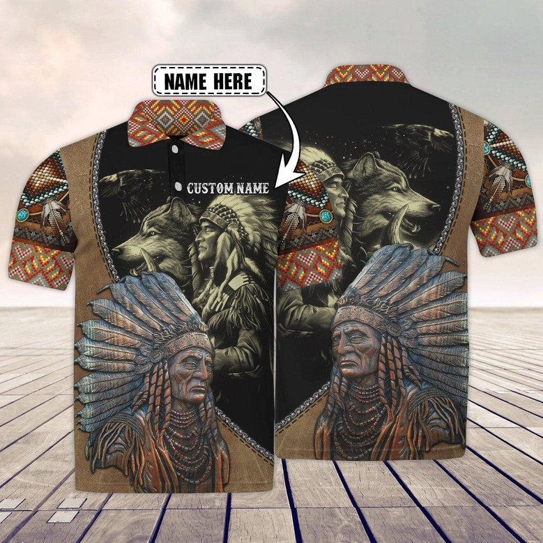 Native American Customized Name Polo Shirt For The American - Monsterry