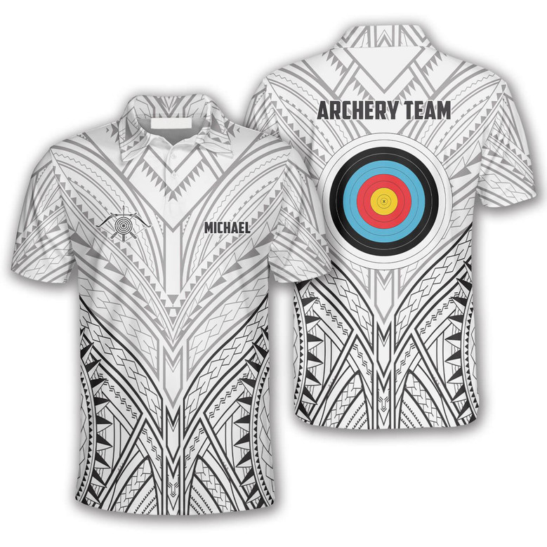 Personalized Archery Target White Tribal Custom Archery Shirts For Men ...