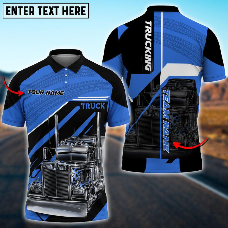 Truck Multi Pattern Personalized Name Team Polo Shirt For Truck Driver ...