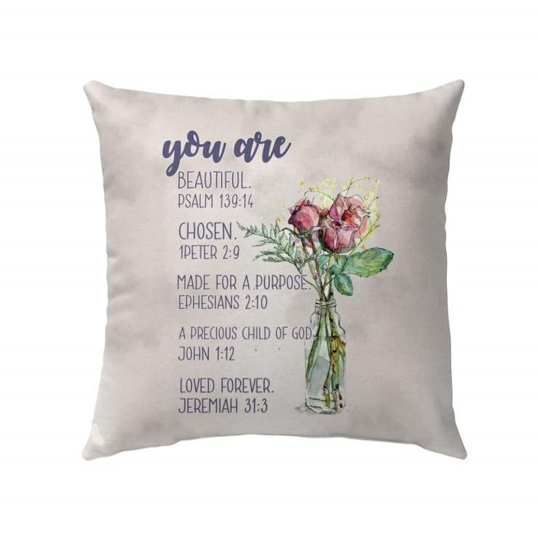 Bible Verse Pillow - Jesus Pillow - Scripture, Rose Pillow - You Are ...