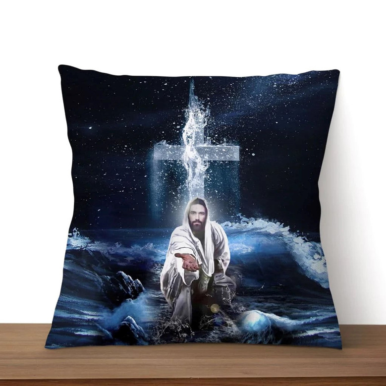 Jesus Pillow - Christian, Cross, Ocean Pillow - Gift For Christian ...