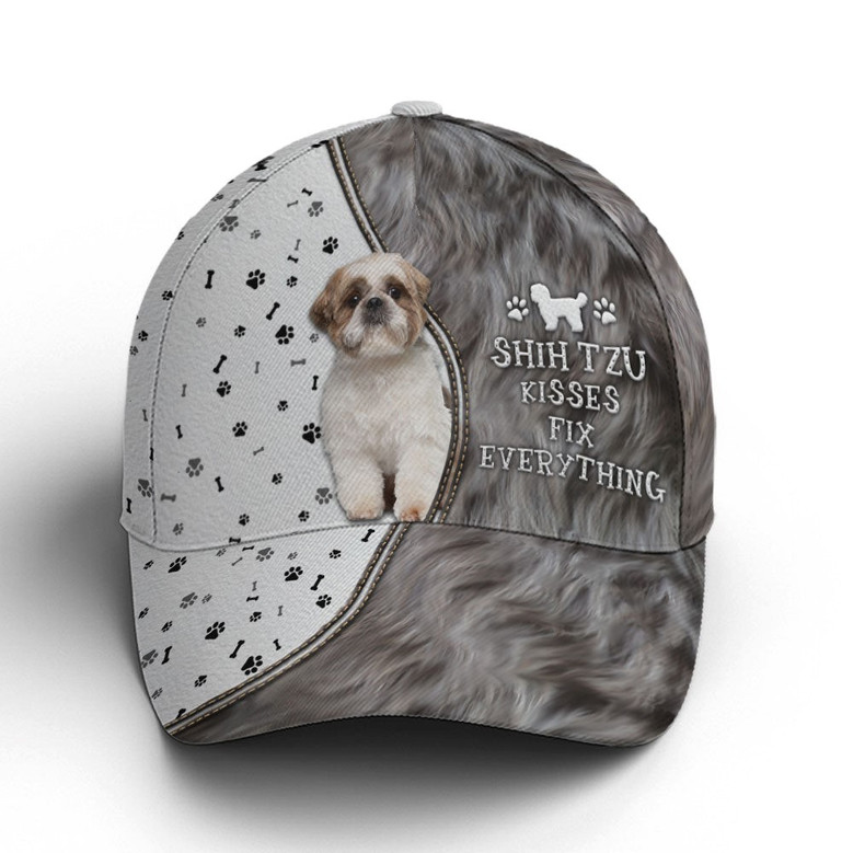 Shih Tzu Kisses Fix Everything Baseball Cap - Monsterry