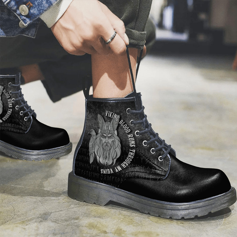 Viking Blood Bird Leather Boots - Monsterry