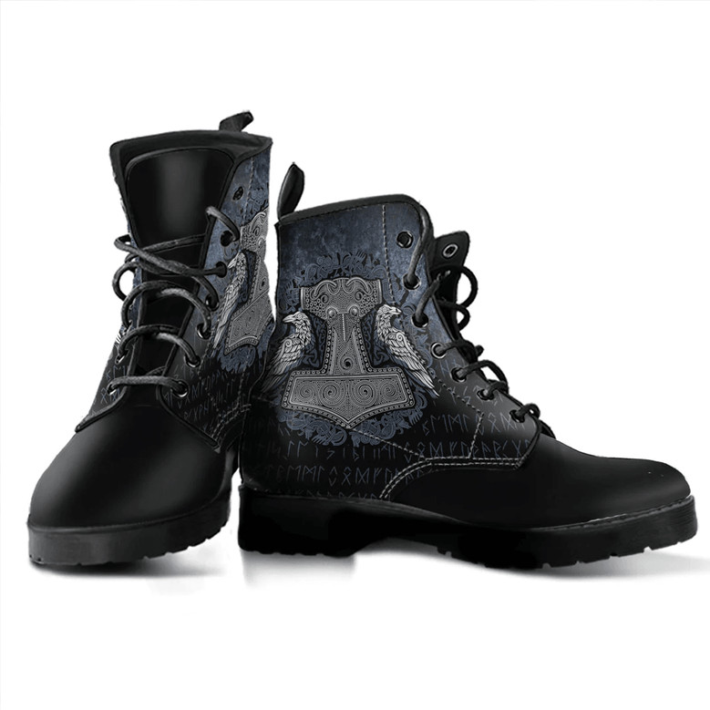 Viking Thors Raven Hammer Norse Mjolnir Pagan Knotwork Ravens Leather ...