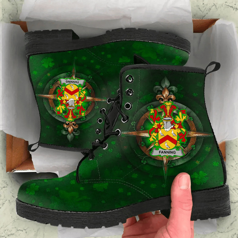 Fanning Irish Family Crest Leather Boots Celtic Irish Compass ...