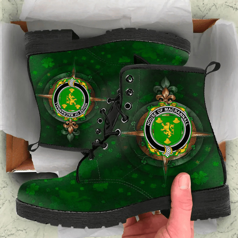 House of MACRANNALL REYNOLDS Irish Family Crest Leather Boots Celtic ...