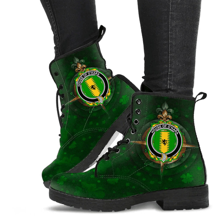 House of O HARA Irish Family Crest Leather Boots Celtic Irish Compass ...