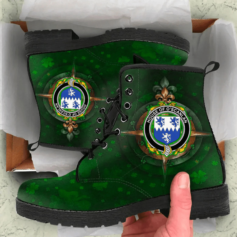 House of O SCANLAN Munster Irish Family Crest Leather Boots Celtic ...