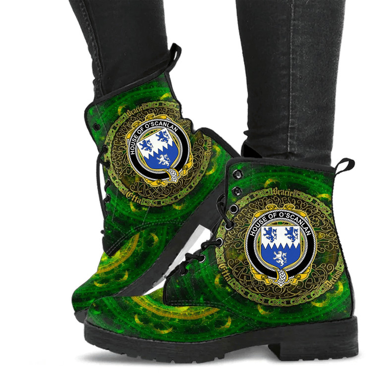 House of O SCANLAN Munster Irish Family Crest Leather Boots Celtic Tree ...