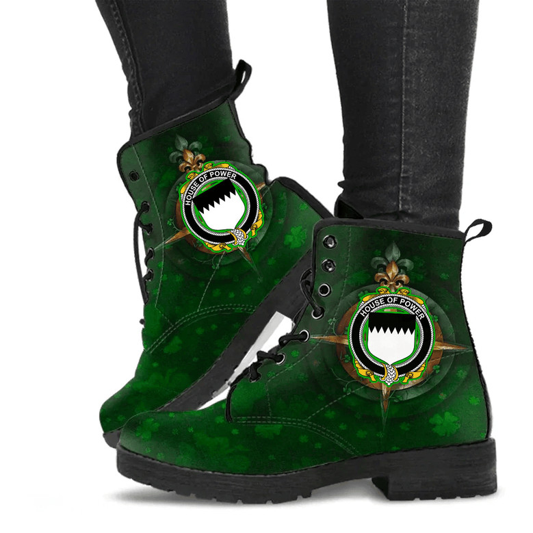 House of POWER Irish Family Crest Leather Boots Celtic Irish Compass ...