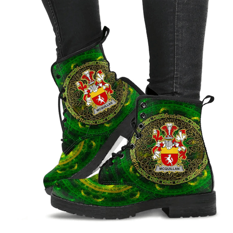 Quillan or McQuillan Irish Family Crest Leather Boots Celtic Tree ...