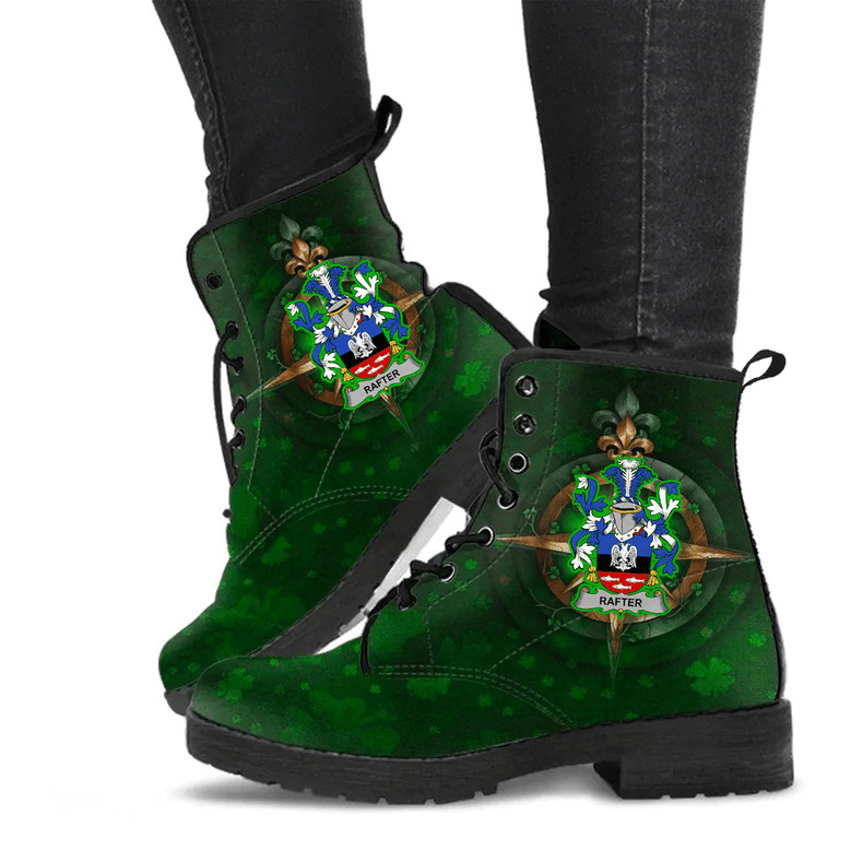 Rafter Irish Family Crest Leather Boots Celtic Irish Compass & Shamrock ...