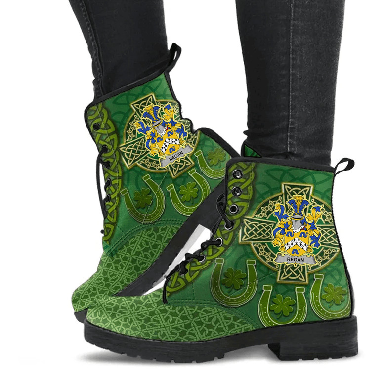 Regan or O Regan Irish Family Crest Leather Boots Ireland Celtic Cross ...