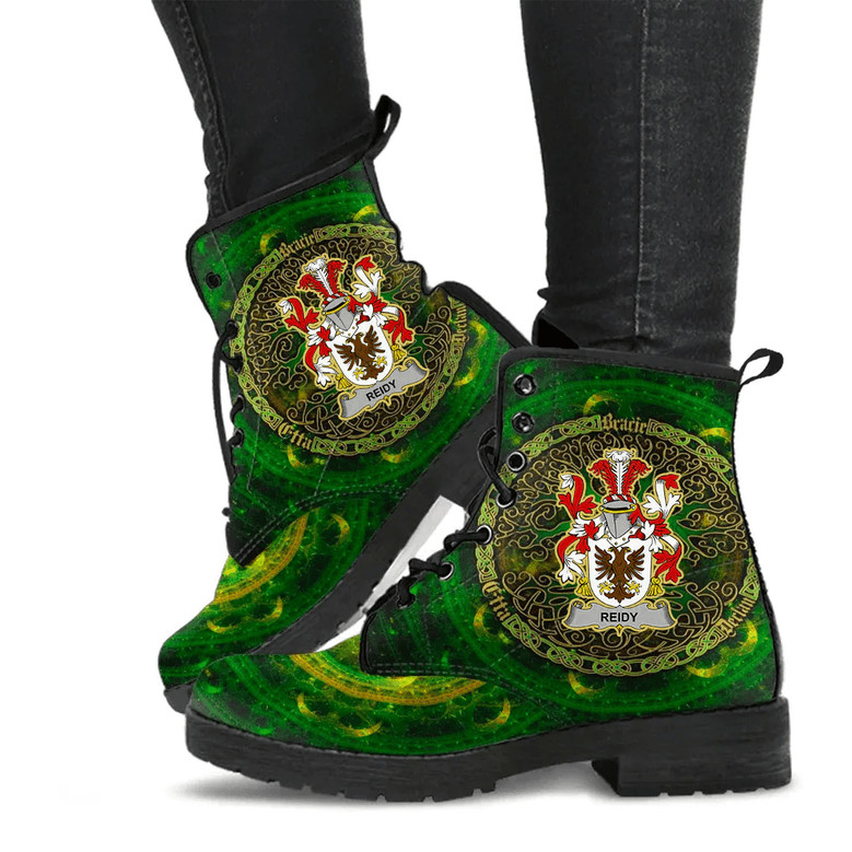Reidy or O Reidy Irish Family Crest Leather Boots Celtic Tree (Green ...