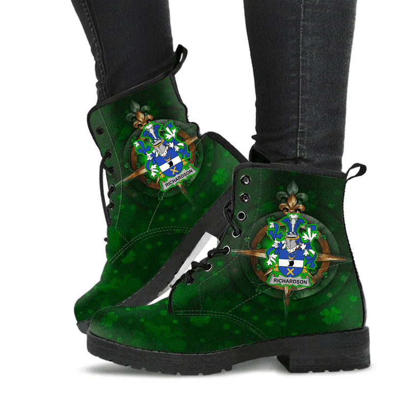 Richardson Irish Family Crest Leather Boots Celtic Irish Compass ...