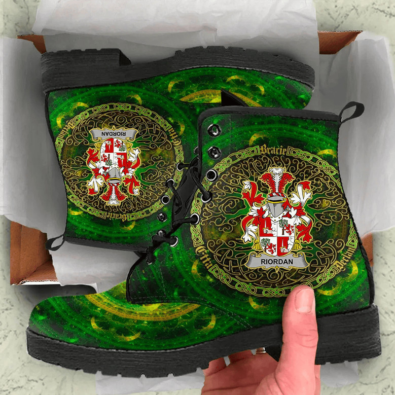 Riordan or O Rearden Irish Family Crest Leather Boots Celtic Tree ...