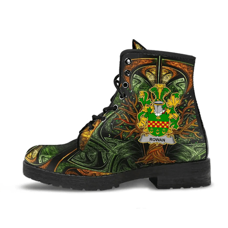 Rowan Irish Family Crest Leather Boots Tree Of Life - Monsterry