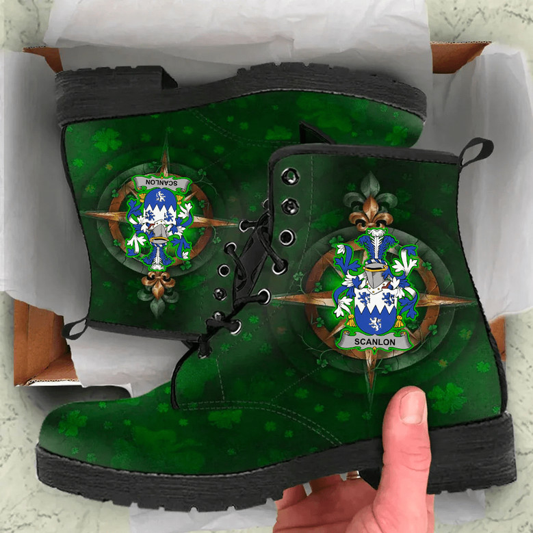 Scanlon or O Scanlan Irish Family Crest Leather Boots Celtic Irish ...