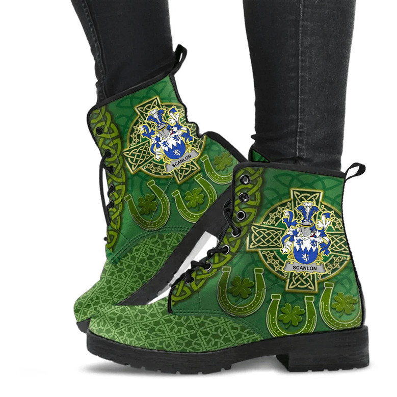 Scanlon or O Scanlan Irish Family Crest Leather Boots Ireland Celtic ...
