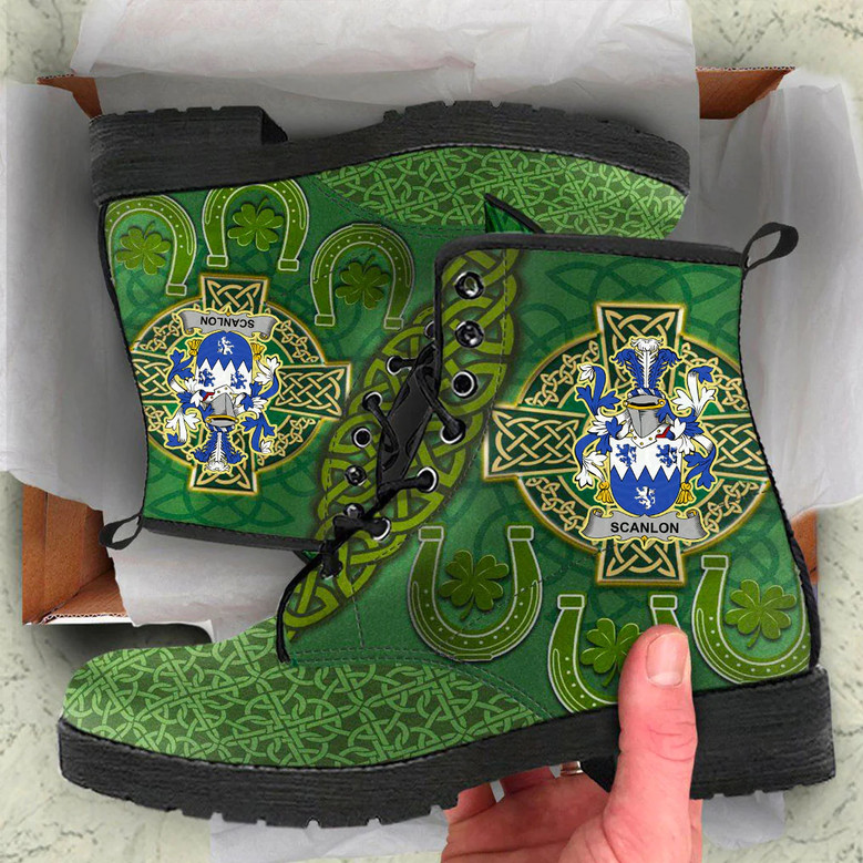Scanlon or O Scanlan Irish Family Crest Leather Boots Ireland Celtic ...