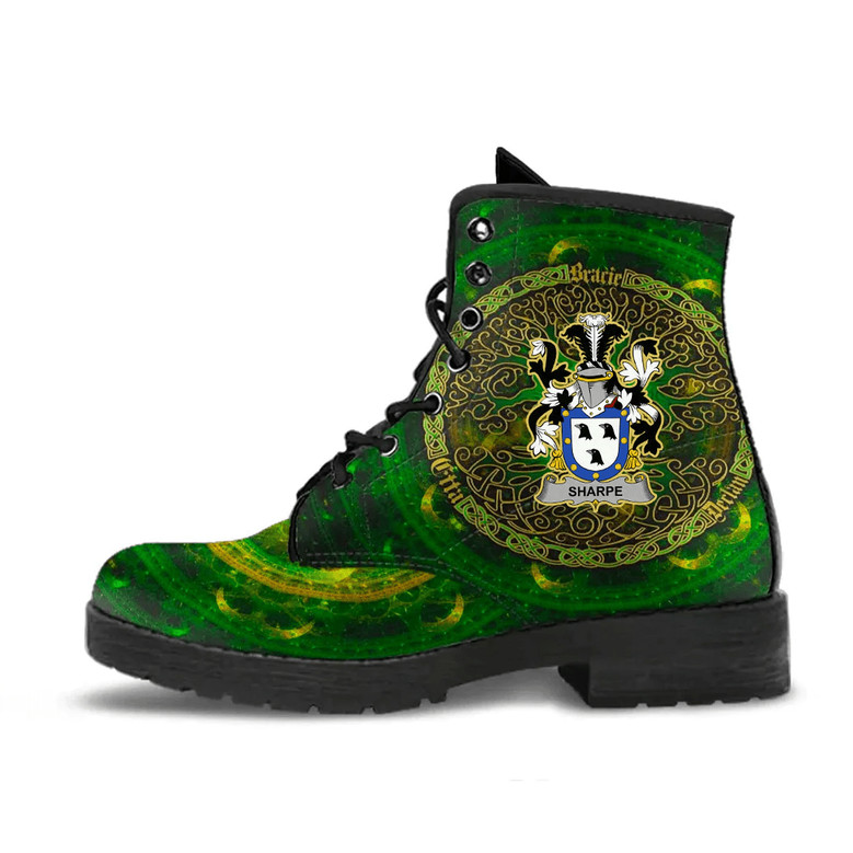 Sharpe Irish Family Crest Leather Boots Celtic Tree (Green) - Monsterry