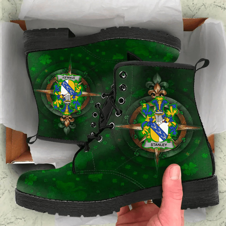 Stanley Irish Family Crest Leather Boots Celtic Irish Compass ...