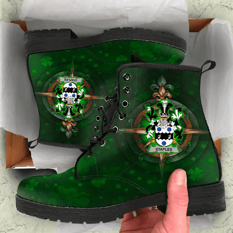 Staples Irish Family Crest Leather Boots Celtic Irish Compass ...