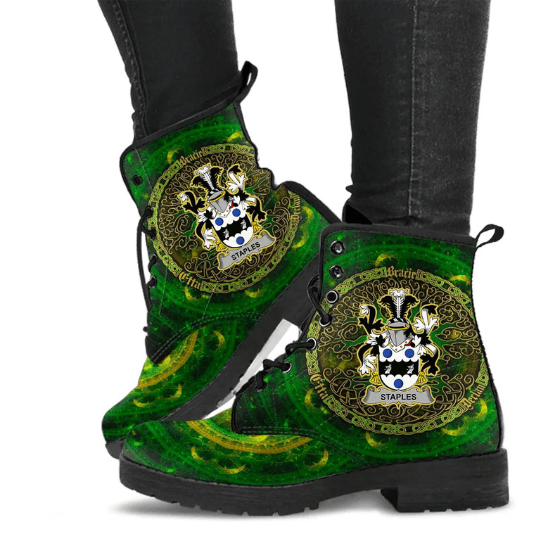 Staples Irish Family Crest Leather Boots Celtic Tree (Green) - Monsterry