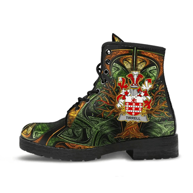 Tirrell Irish Family Crest Leather Boots Tree Of Life - Monsterry