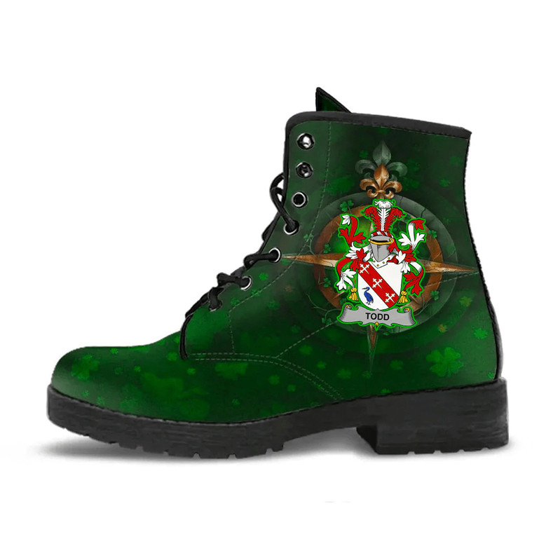 Todd or Tod Irish Family Crest Leather Boots Celtic Irish Compass ...
