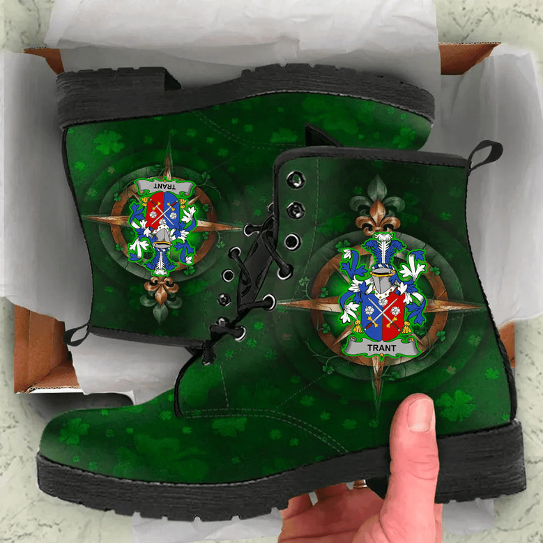 Trant or Trent Irish Family Crest Leather Boots Celtic Irish Compass ...