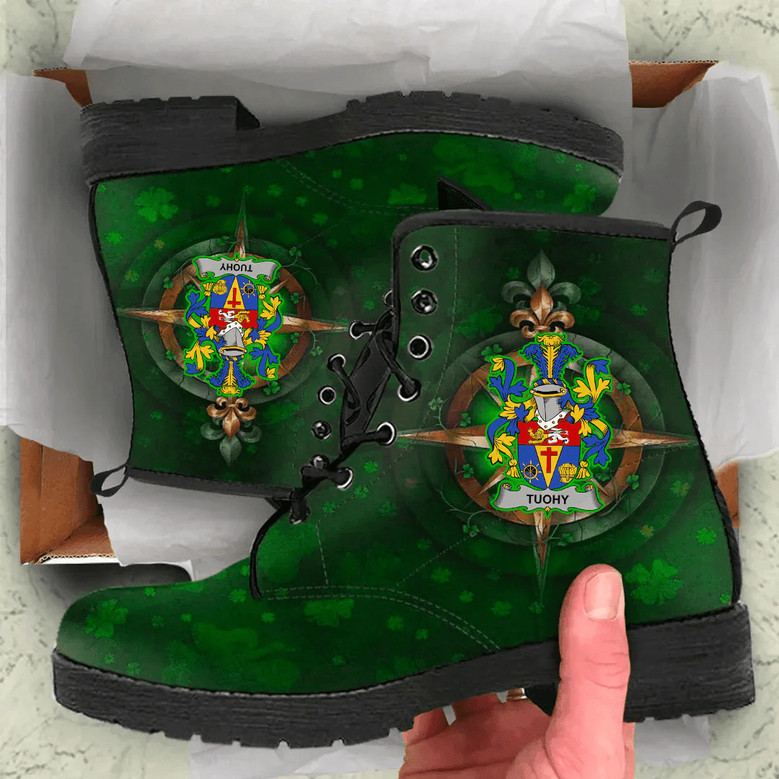 Tuohy or O Toohey Irish Family Crest Leather Boots Celtic Irish Compass ...
