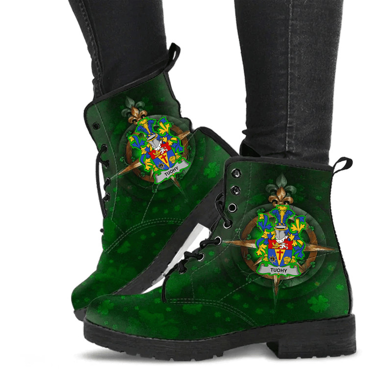 Tuohy or O Toohey Irish Family Crest Leather Boots Celtic Irish Compass ...