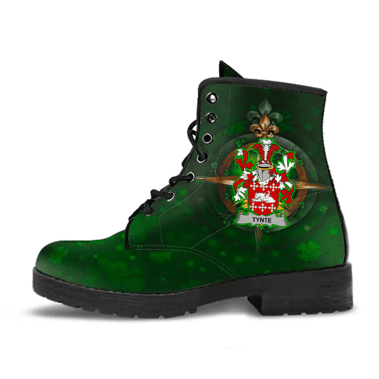 Tynte Irish Family Crest Leather Boots Celtic Irish Compass & Shamrock ...