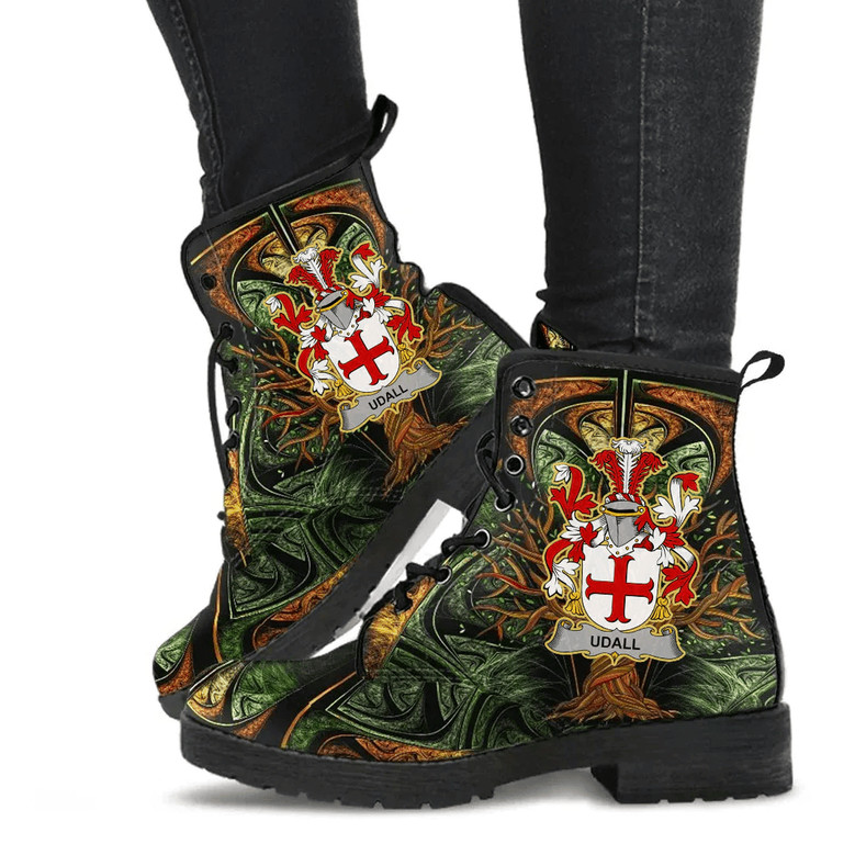 Udall Irish Family Crest Leather Boots Tree Of Life - Monsterry