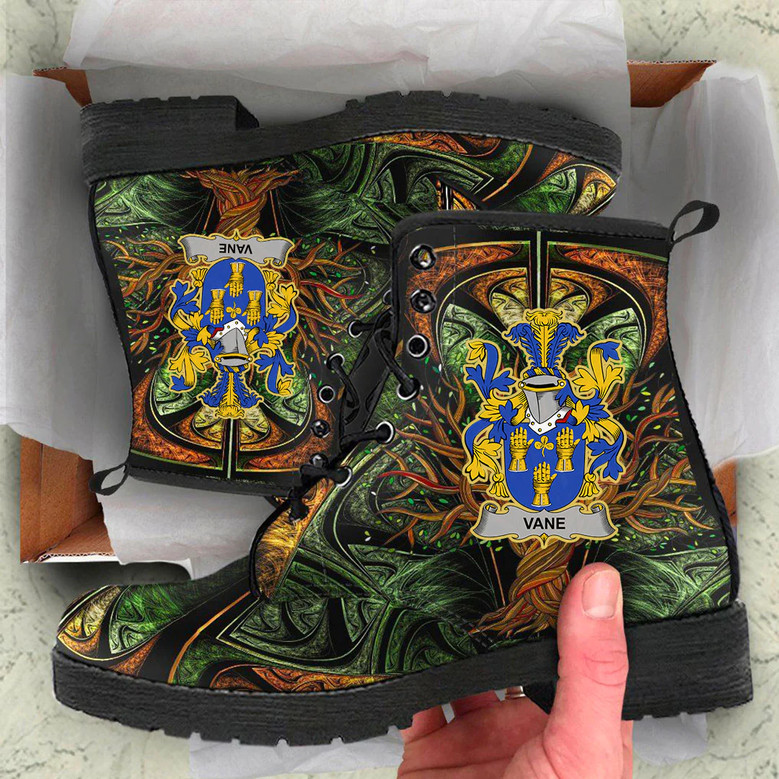 Vane Irish Family Crest Leather Boots Tree Of Life - Monsterry