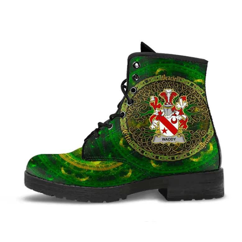 Waddy Irish Family Crest Leather Boots Celtic Tree (Green) - Monsterry