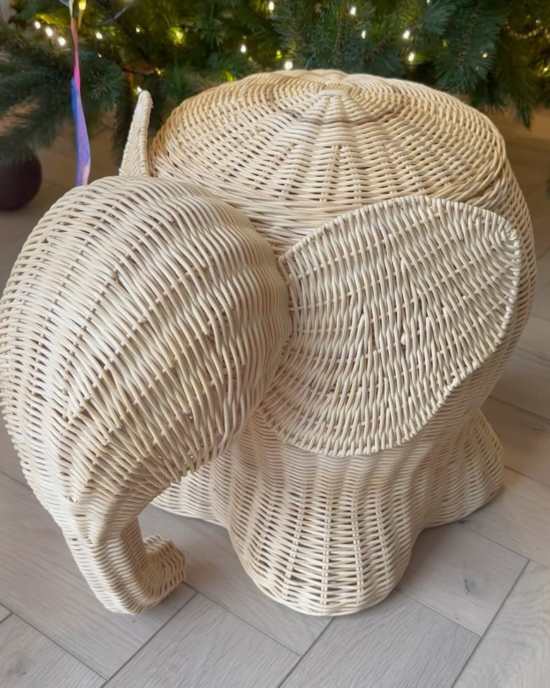 Rattan Elephant Storage Basket - Wicker Hamper for Kids Room ...