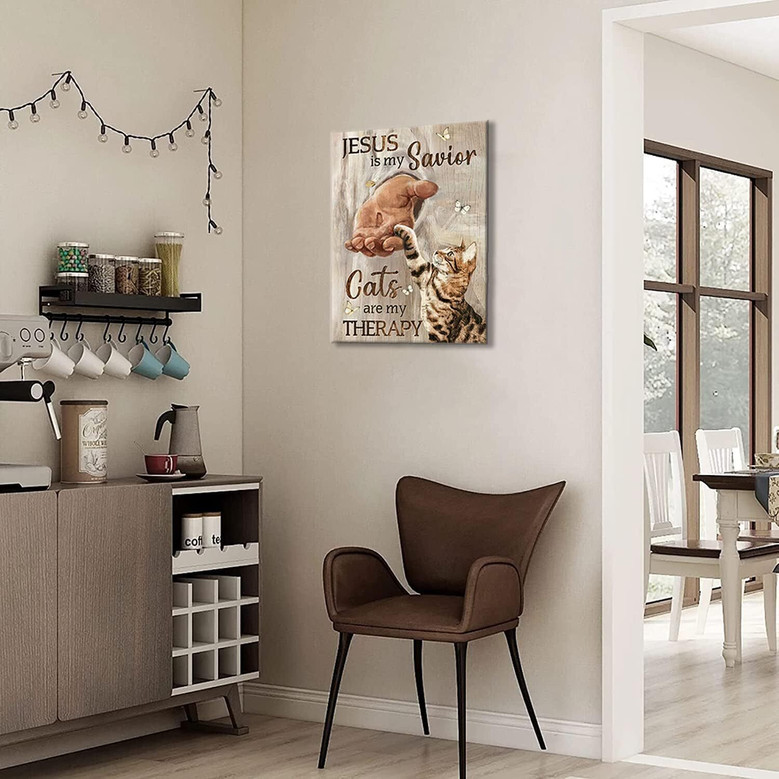 Christian Cat Canvas - Religious Wall Art with Jesus - Monsterry