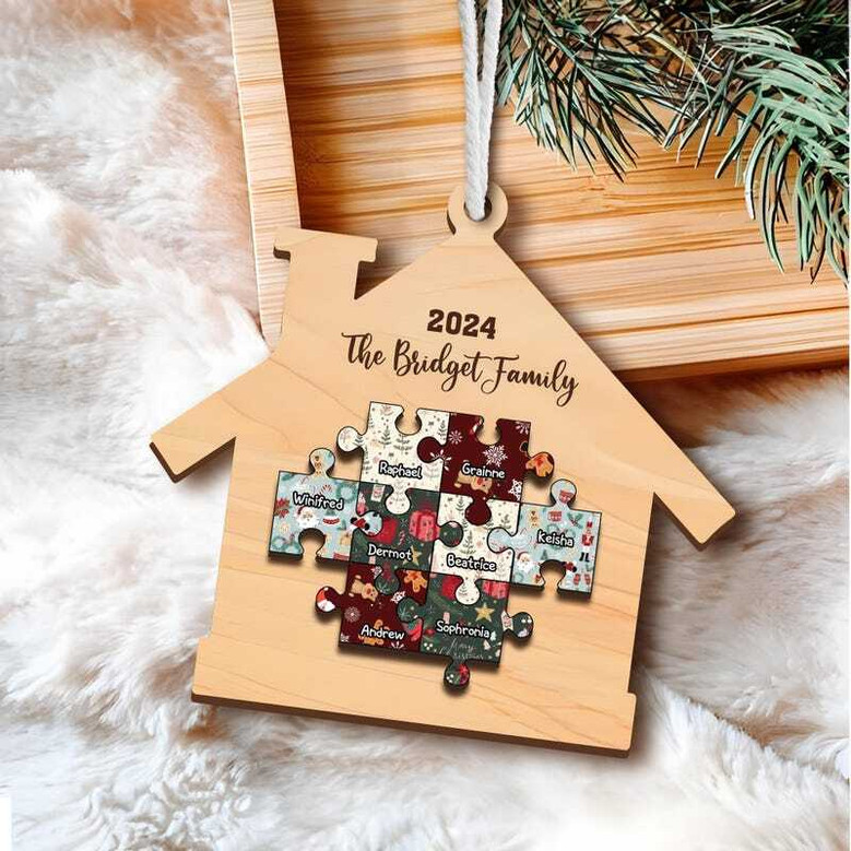 Family Names Custom Puzzle Ornament 2024 - Monsterry