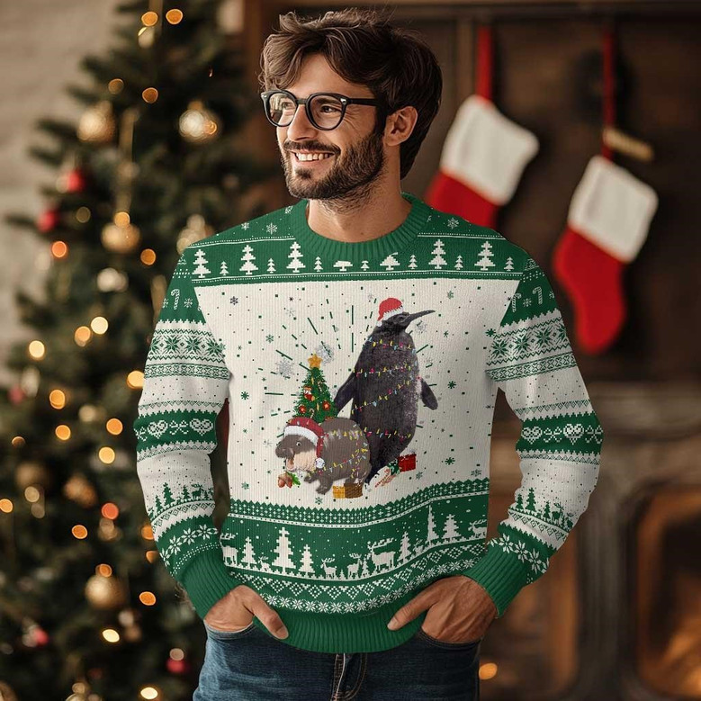 Christmas Pesto And Moo Deng Friendship Ugly Christmas Sweater King ...
